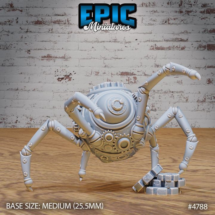 3D Printable Clockwork Mono Drone Spider / Steam Servant / Warrior Control Mechanism / Infantry ...